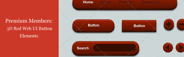 Premium Members: 3D Red Web UI Button Elements | Creative Nerds