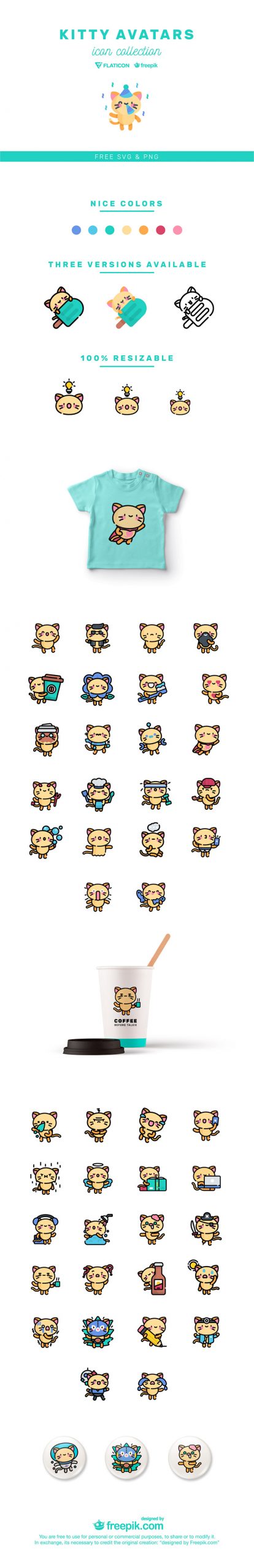 44 free Cat avatar icon collection set | Creative Nerds