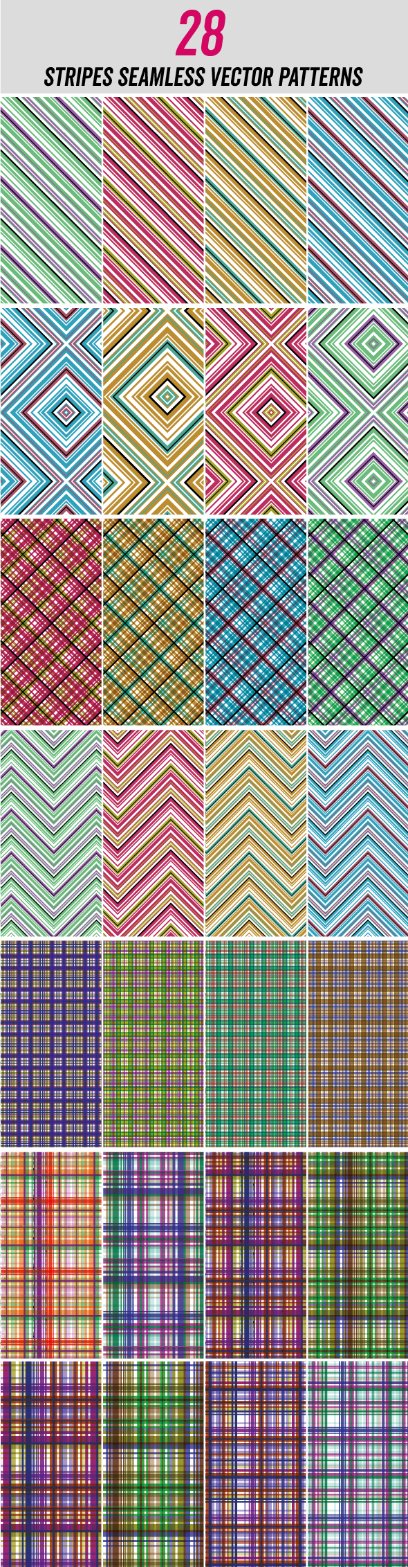 Premium members: 28 Stripes seamless vector patterns | Creative Nerds